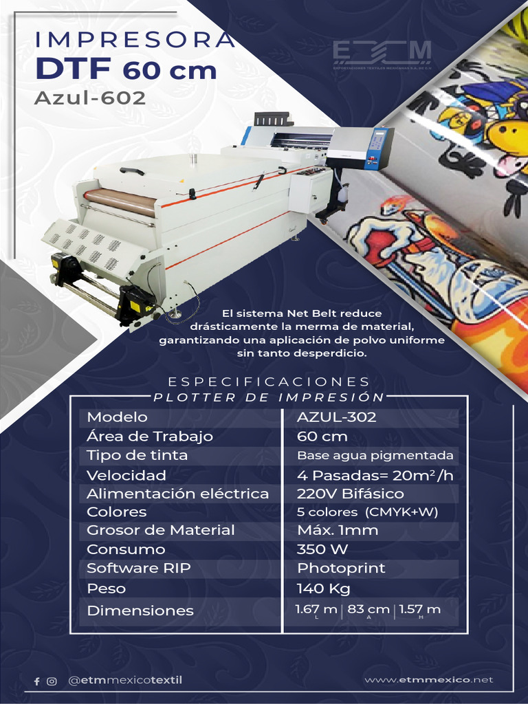 Ficha Tecnica DTF 60 CM | PDF | Impresión