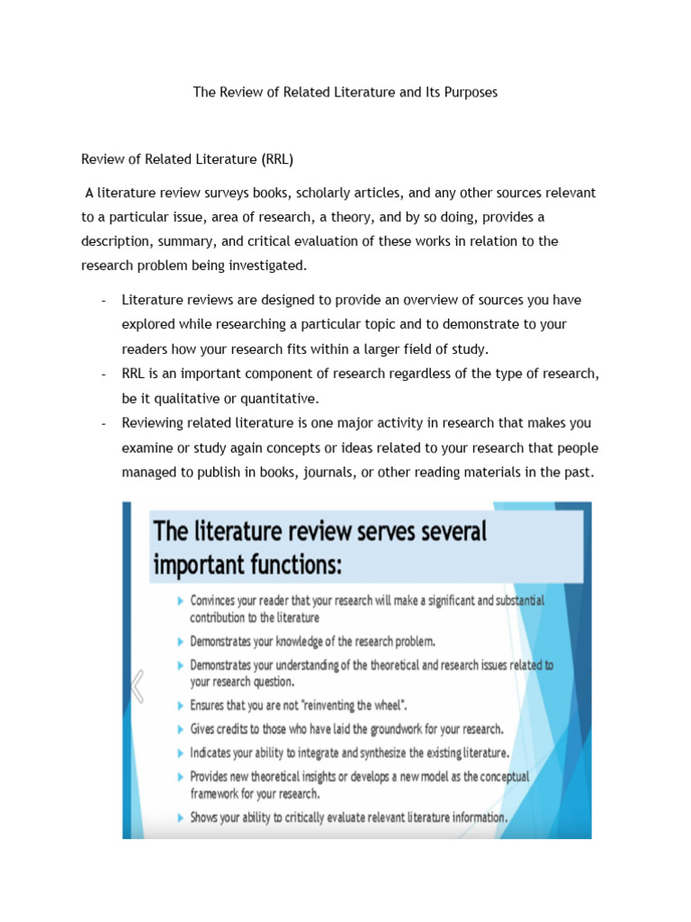 The Review of Related Literature and Its Purposes | PDF | Literature ...