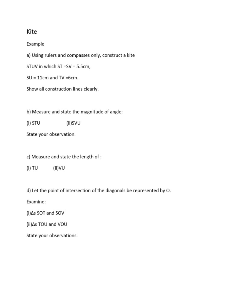 Constructing A Unique Quadrilateral Kite PDF | PDF