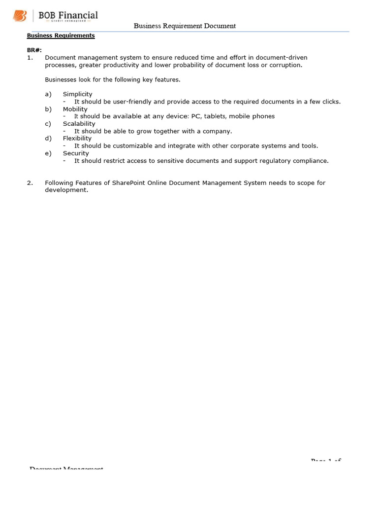 BRD - Document Management System | PDF | Share Point | Computing