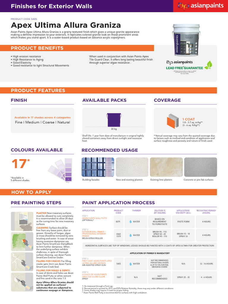Apex Ultima Allura Graniza New | PDF | Paint | Plaster