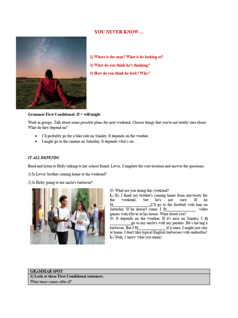 First Conditional Practice Guide | PDF | Linguistics | Semantic Units