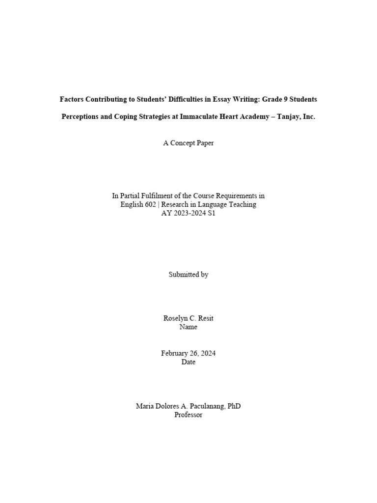 Sample Concept Paper | Download Free PDF | English As A Second Or ...