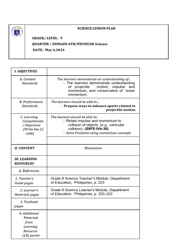 Cot 4th Quarter Momentum | PDF | Momentum | Learning