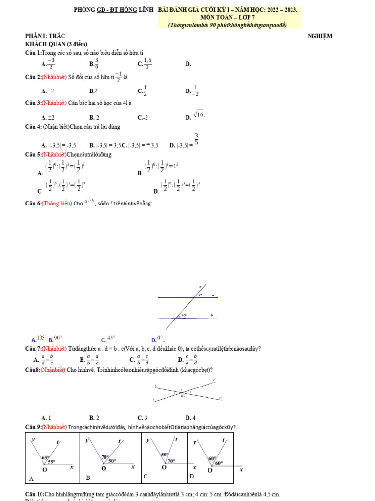 TOAN 7_CUOI HKI (6) | PDF