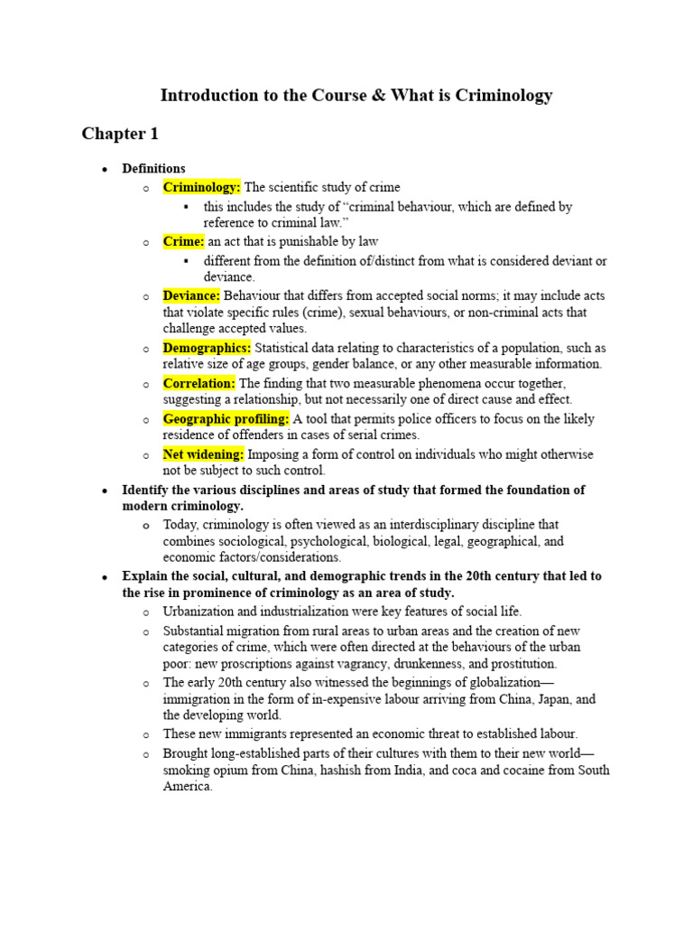 Module #1 Notes - Ch. 1-3 | PDF | Crimes | Crime & Violence
