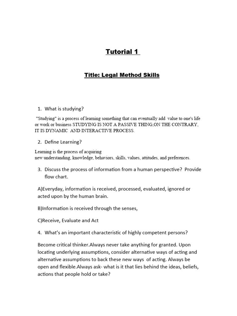339402_t1- Legal Method Skills | PDF | Critical Thinking | Learning