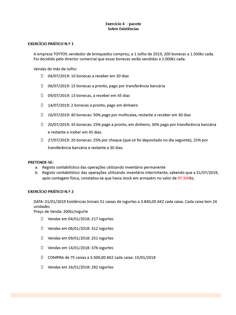 Exercicio 4 - Pac | PDF | Cheque (banco) | Bancos