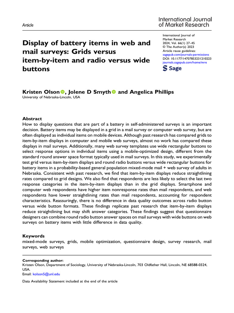 EBSCO FullText 2024 04 17 | PDF | Survey Methodology | Questionnaire