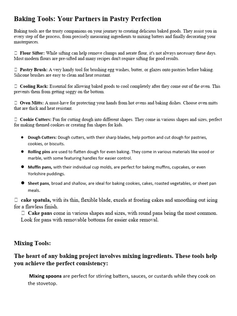 Baking Tool1 Pdf Cakes Teaspoon