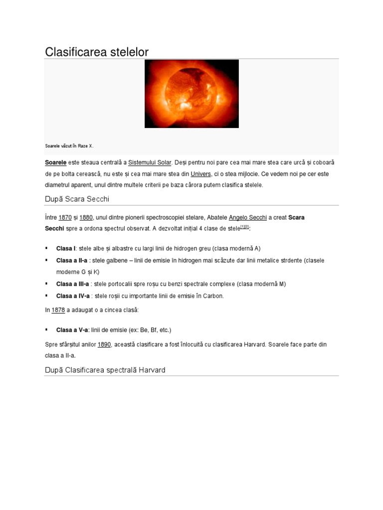 Clasificarea Stelelor | PDF