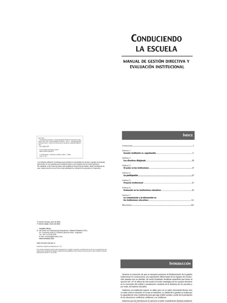 Conduciendo La Escuela - Ruth Harf - Cap 1, 2, 3 | PDF