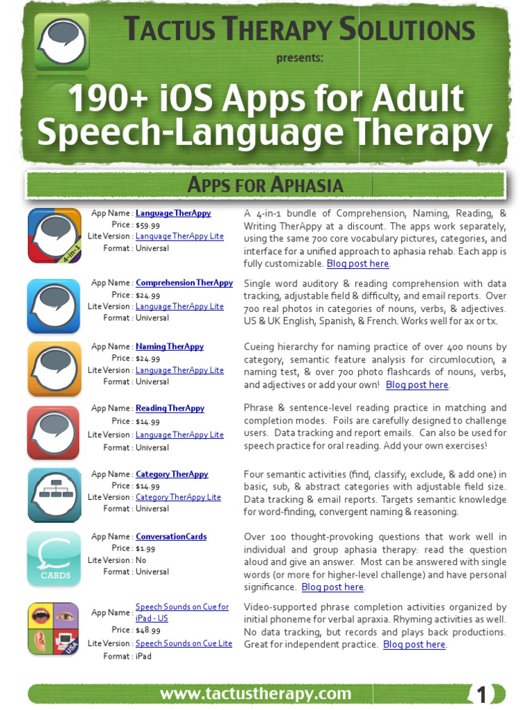 iOS Apps for Adult Speech Therapy | PDF | Ios | Mobile App
