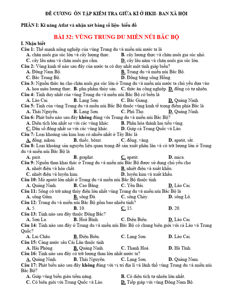 ĐỀ CƯƠNG ÔN TẬP KIỂM TRA GIỮA KÌ Ở HKII BAN XÃ HỘI NĂM 2024 | PDF