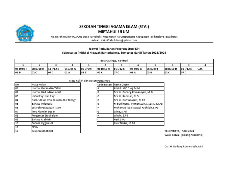 Jadwal | PDF