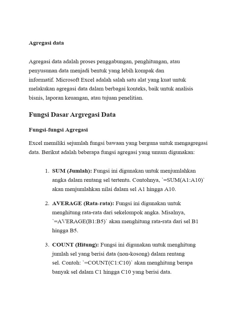 Agregasi Data | PDF