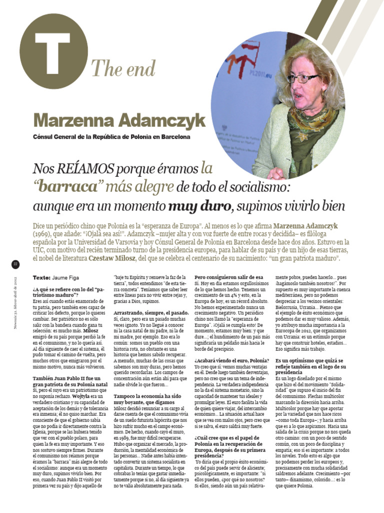 Entrevista A Marzenna Adamczyk | PDF | Polonia
