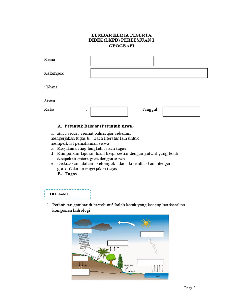 LKPD KD 3.7 Dinamika Hidrosfer Dan Dampaknya Terhadap Kehidupan | PDF