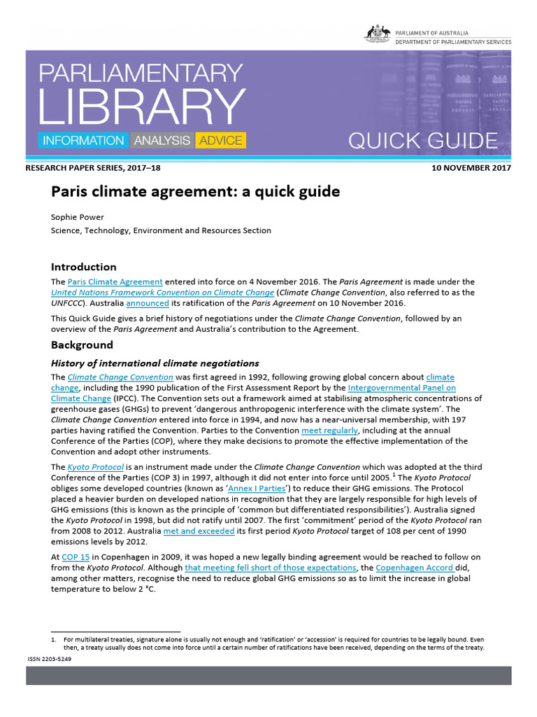 Paris Agreement | PDF | United Nations Framework Convention On Climate ...