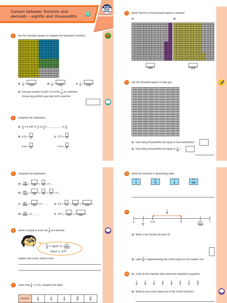 Y7 Autumn Block 5 WO6 Convert Between Fractions and Decimals Eighths ... Y7 Autumn Block 5 WO6 Convert Between Fractions and Decimals Eighths ...