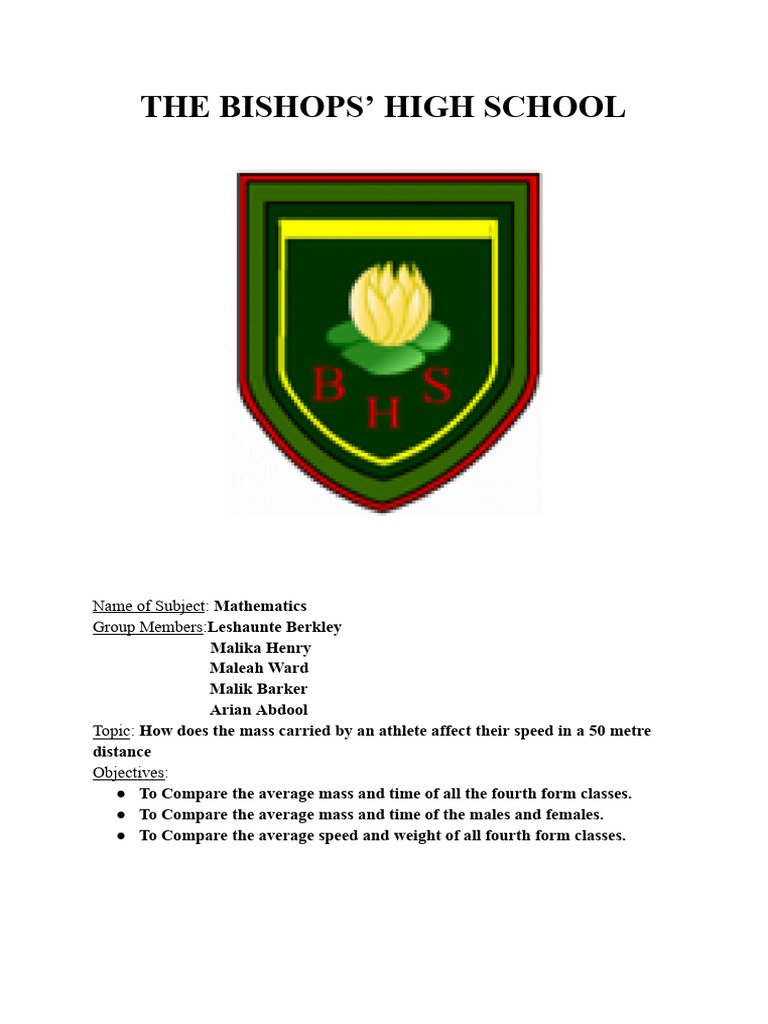Maths SBA | PDF | Mass | Weight