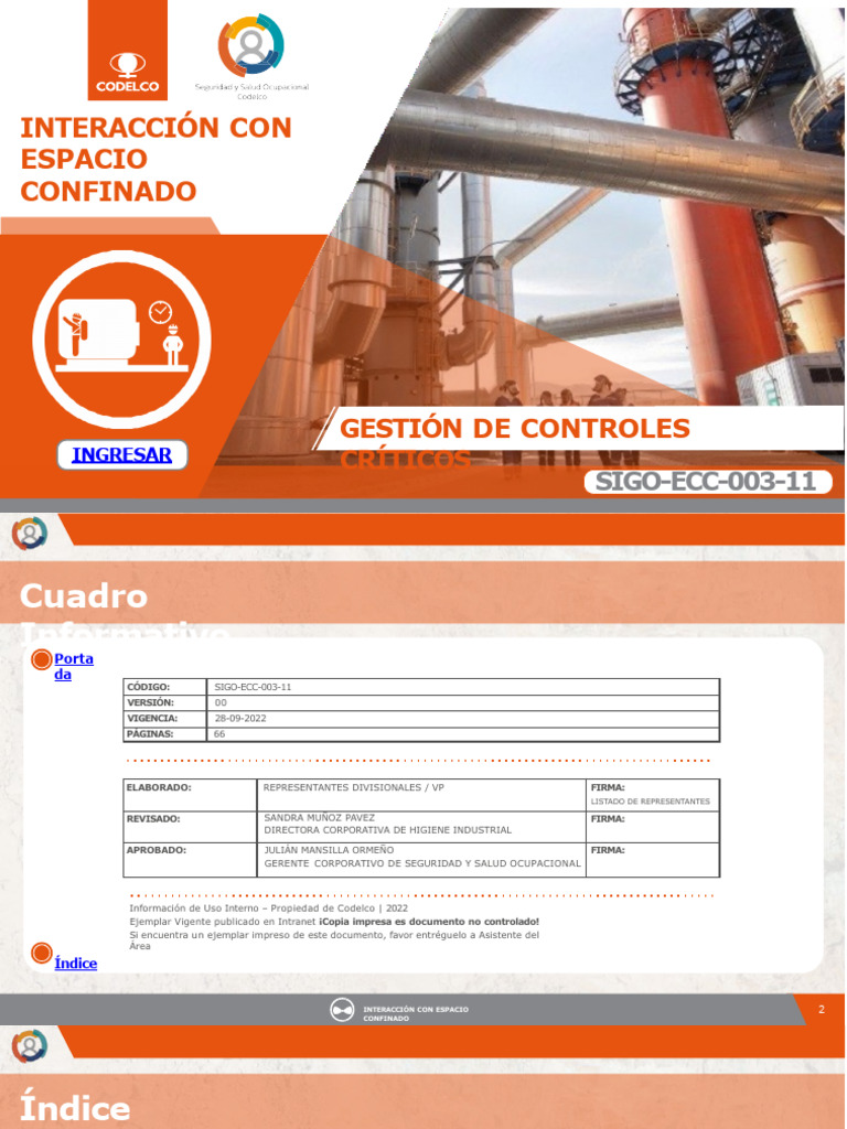 SIGO-ECC-003-11 v0 - Interacción Con Espacios Confinados | Descargar ...