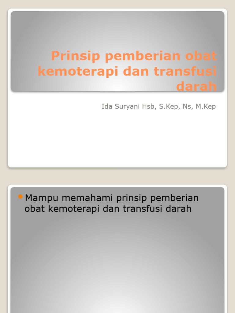 Prinsip Pemberian Obat Kemoterapi, 2024 | PDF