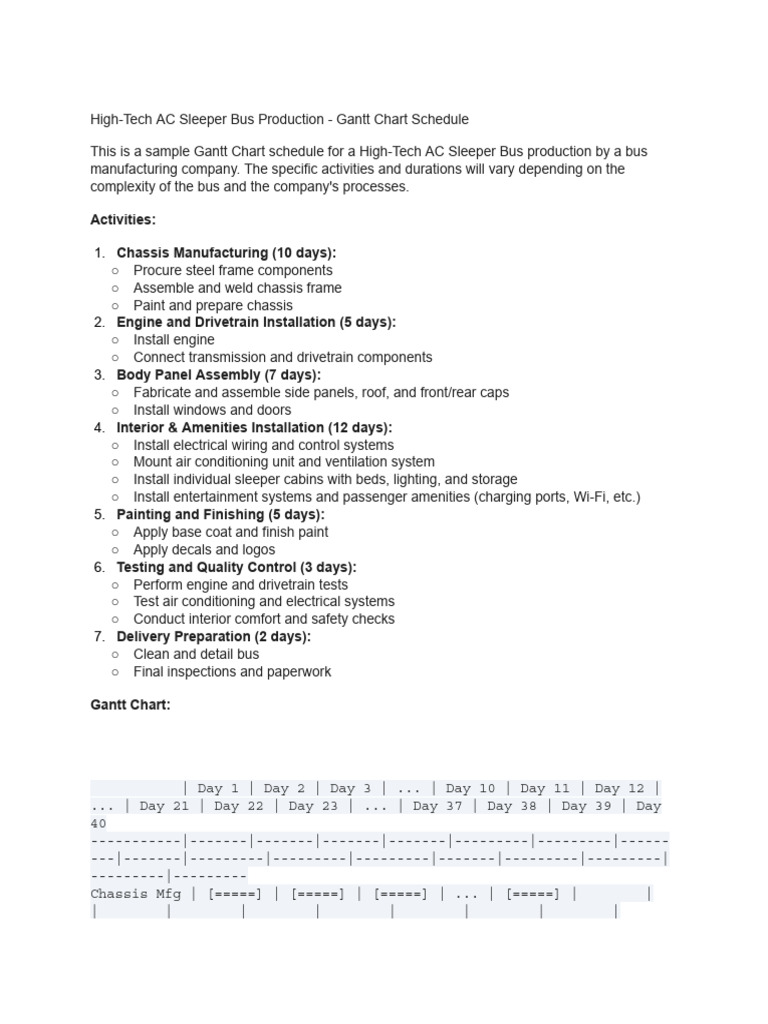 High-Tech Sleeper Bus Production Schedule | PDF | Bus | Motor Vehicle