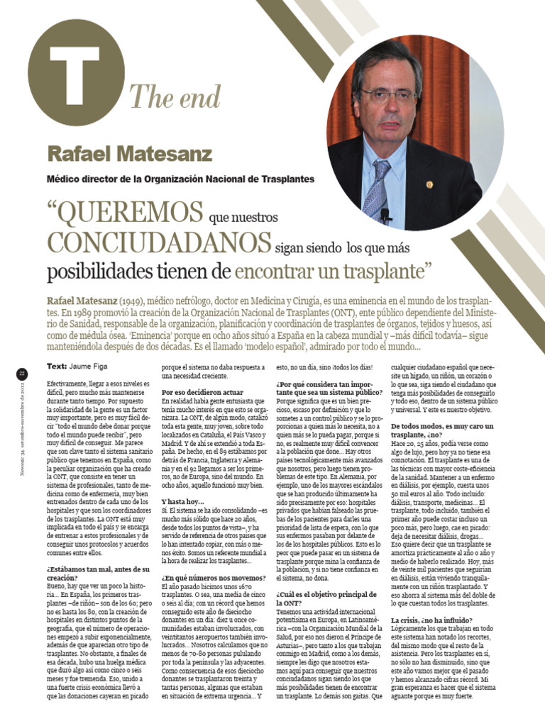 Entrevista a Rafael Matesanz | PDF | Transplante de organo ...