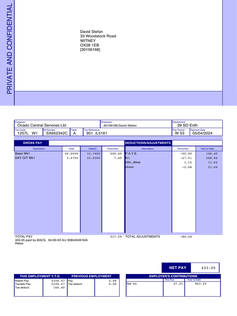 Payslip 05 April 2024 PDF | PDF | Personal Finance | Economies