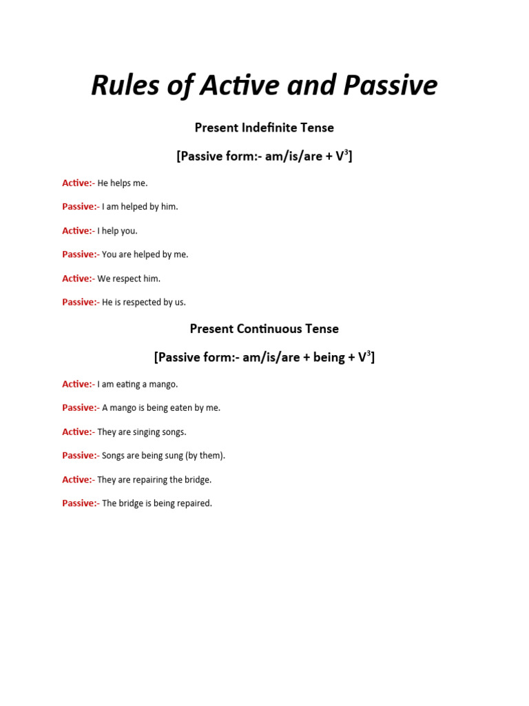Passive Voice Rules for All Tenses | PDF | Language Mechanics | Grammar