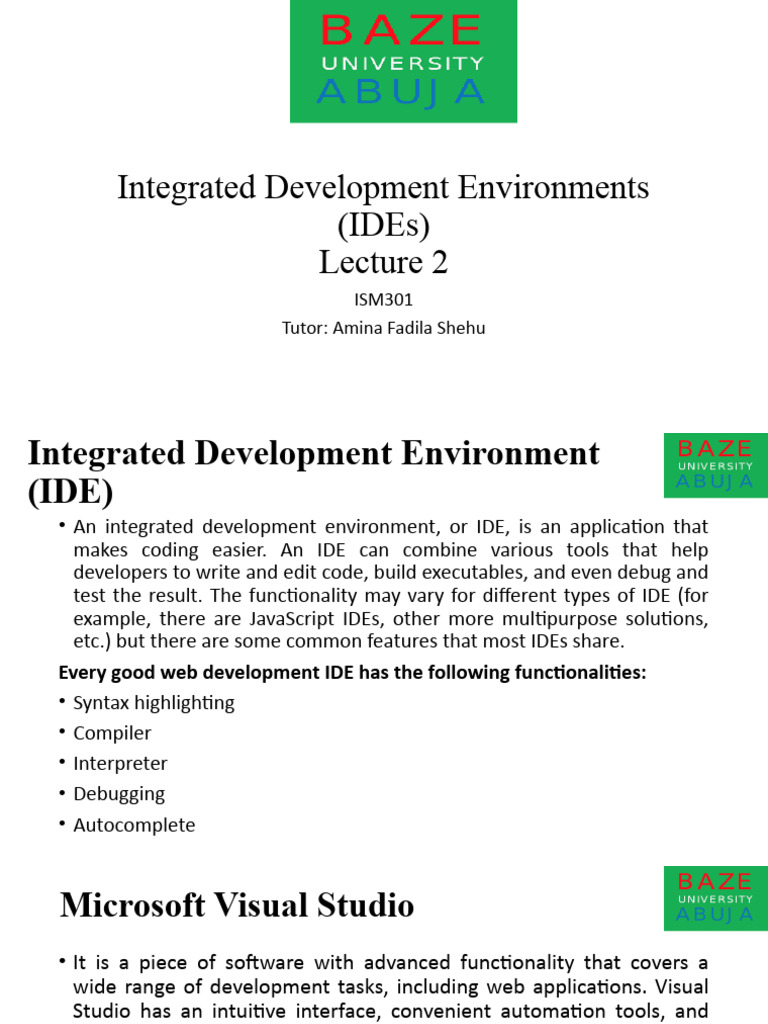 Lecture 2 IDEs | PDF | Integrated Development Environment | Eclipse (Software)