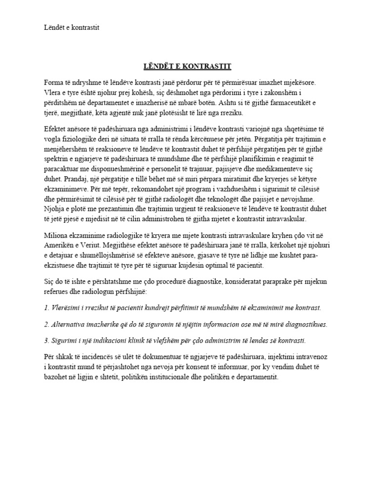 Lëndët e Kontrastit Leksion | PDF