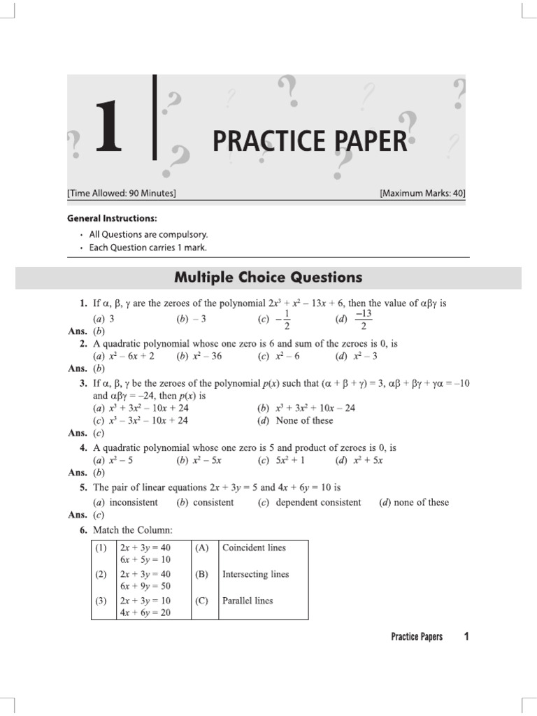 Cbse Cl10 Mathematics Standard t1 First PP | PDF