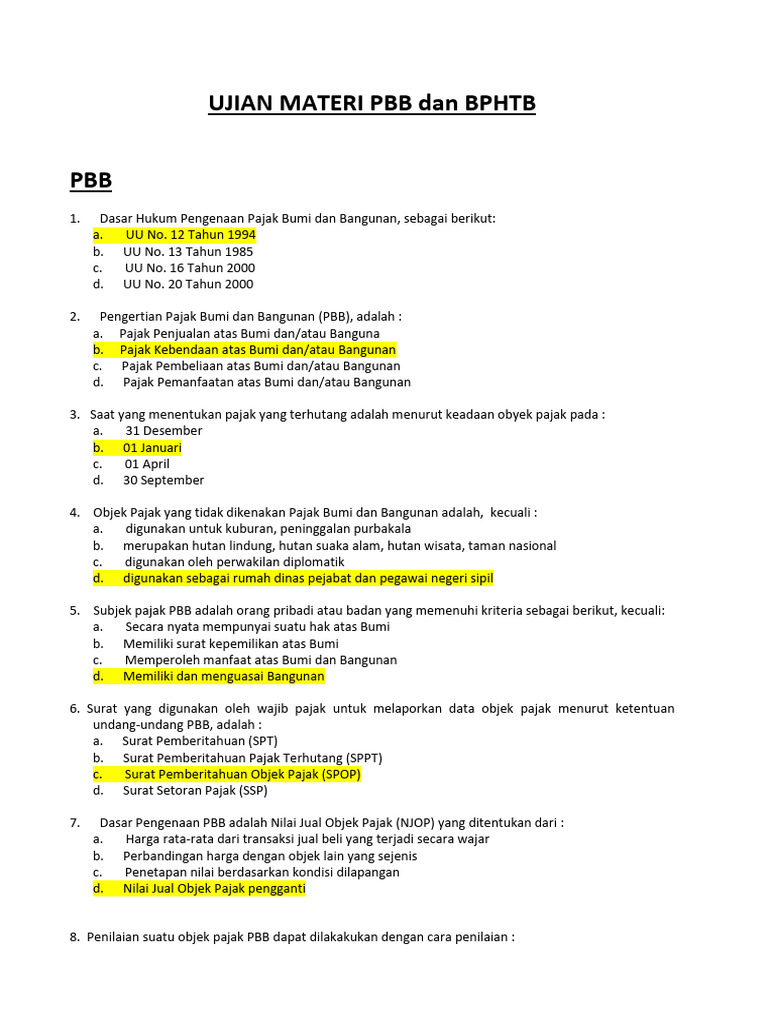 Ujian PBB BPHTB | PDF