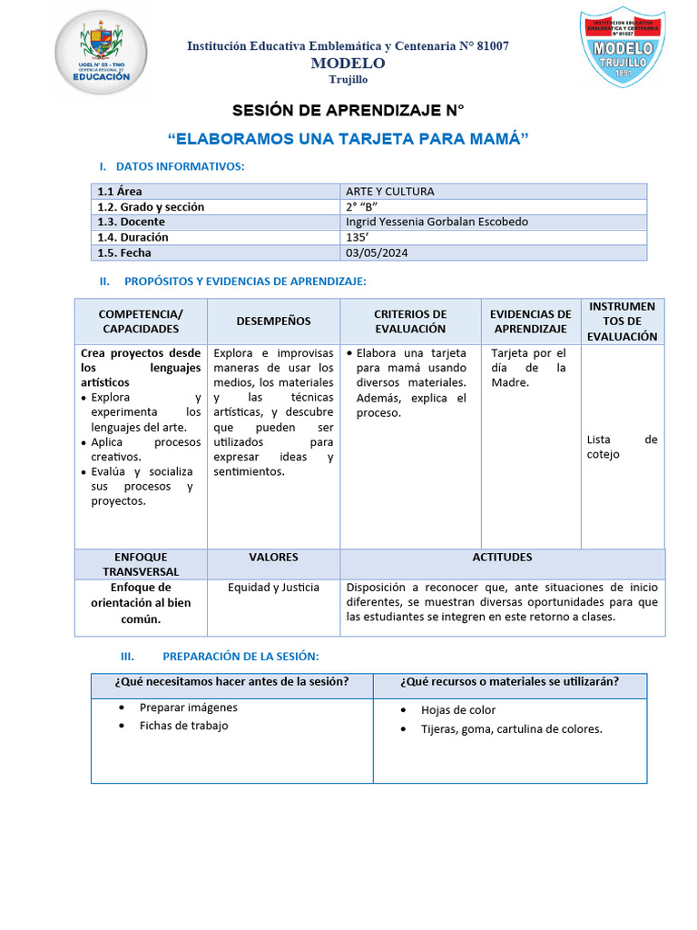 Arte Tarjeta Para Mamá Pdf Evaluación Aprendizaje
