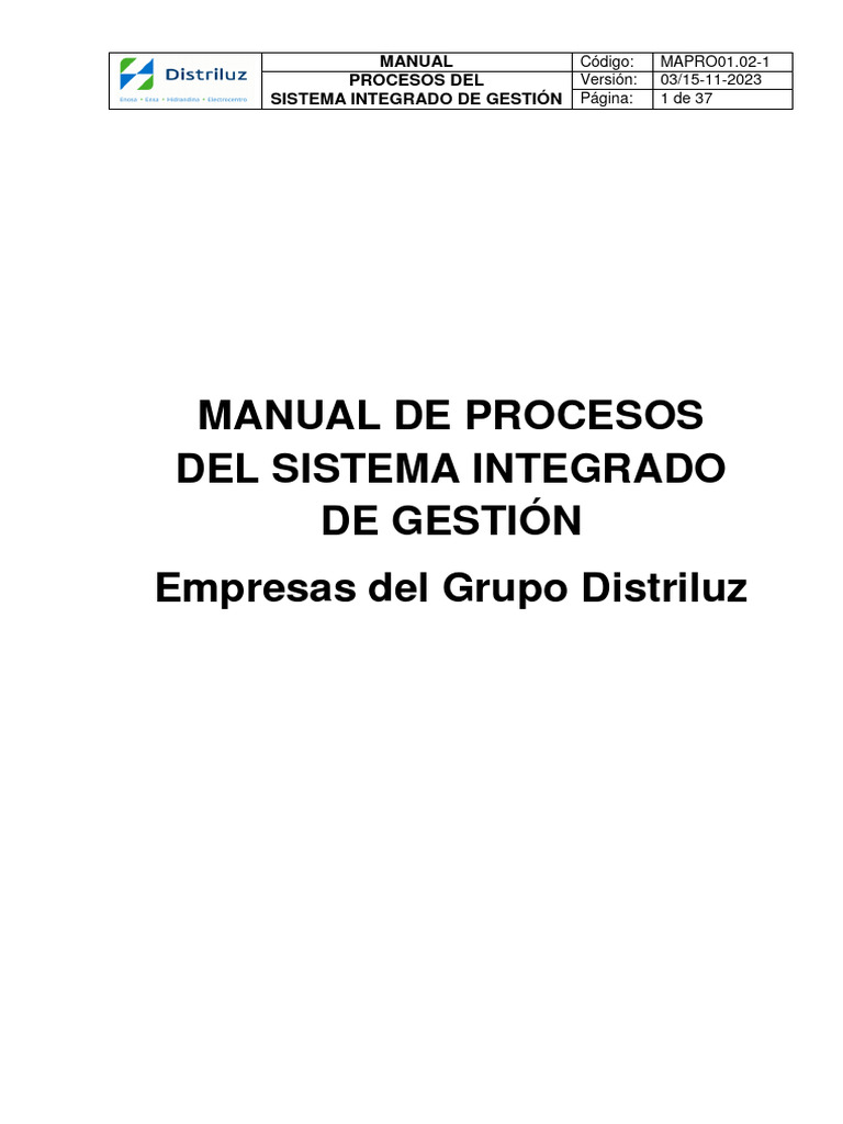 MAPRO01.02-1 Manual de Procesos Del SIG | PDF | Business | Cliente