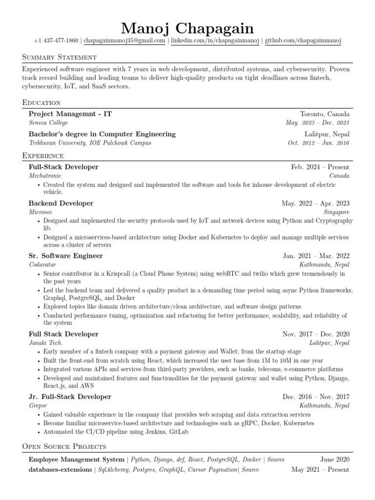 Resume3_0 | PDF | Postgre Sql | Security