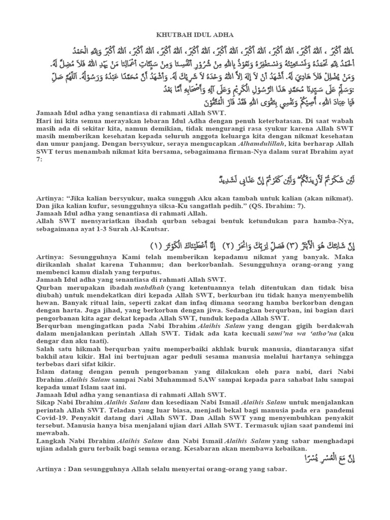 Khutbah Idul Adha | PDF