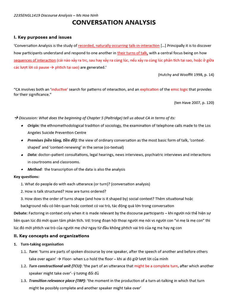 DA - Conversation Analysis - Worksheet - 0723 | PDF | Data | Human ...