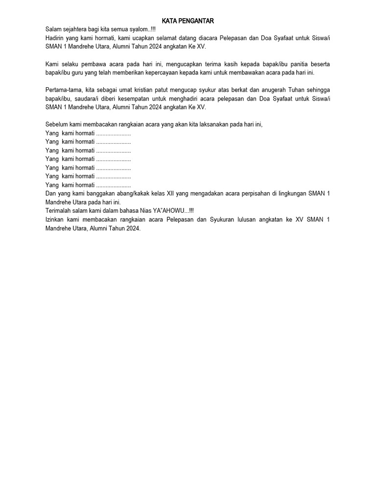 Susunan Acara Syukuran Lulusan | PDF