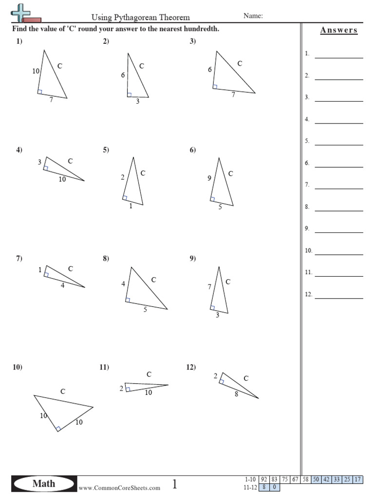 Using Pythagorean Theorem Pdf Mathematics