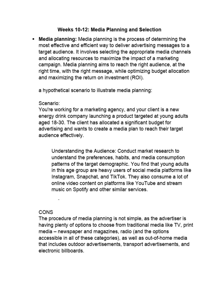 MEdia Planning and Selection | PDF | Target Audience | Mass Media