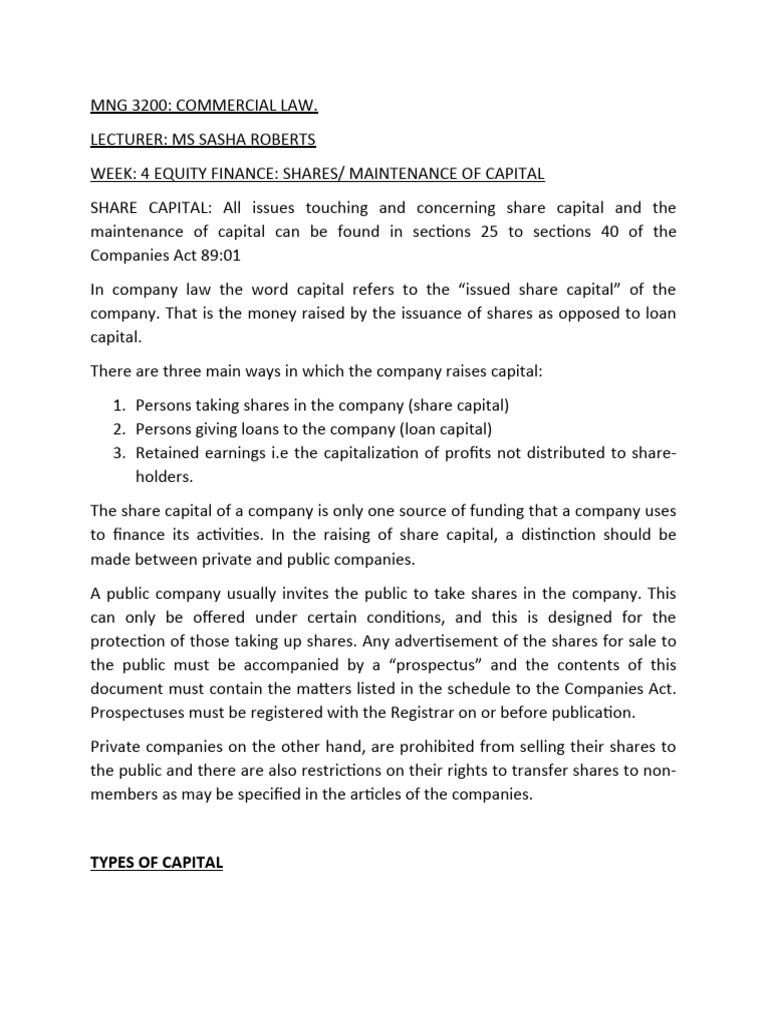 Week4 Equity Finace Sharesmaintenance of Capital | PDF | Dividend ... Week4 Equity Finace Sharesmaintenance of Capital | PDF | Dividend ...