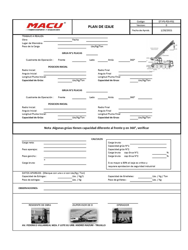 Plantilla - Plan de Izaje | PDF