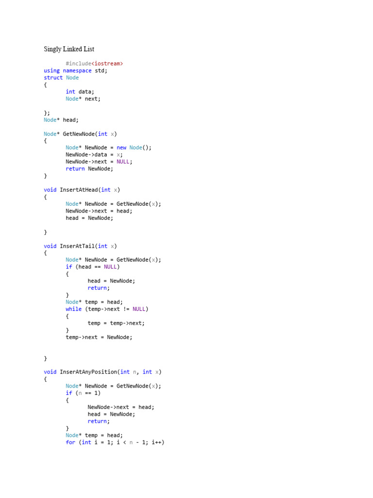 Singly Linked List | PDF | Computer Programming | Software Engineering
