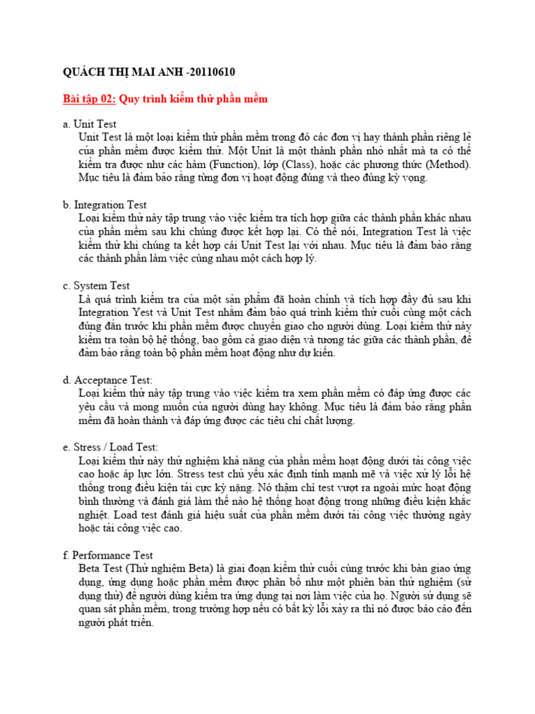 QuachThiMaiAnh 20110610 BT02 QuyTrinhKiemThuPM | PDF