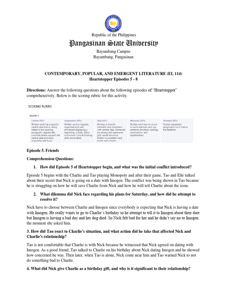 BALLESTEROS EL-114-Heartstopper-Episodes-5-8 | PDF | Feeling | Sexual Orientation