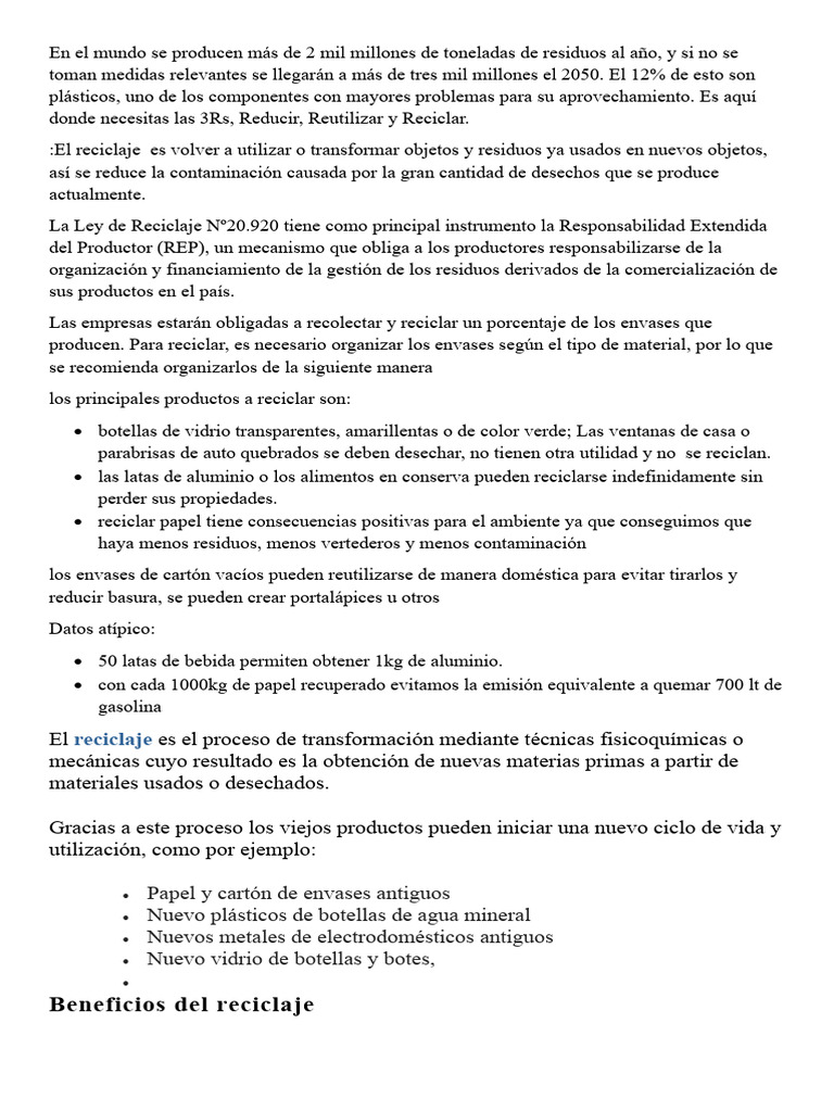 Reciclaje y Vertedero | PDF | Reciclaje | Residuos