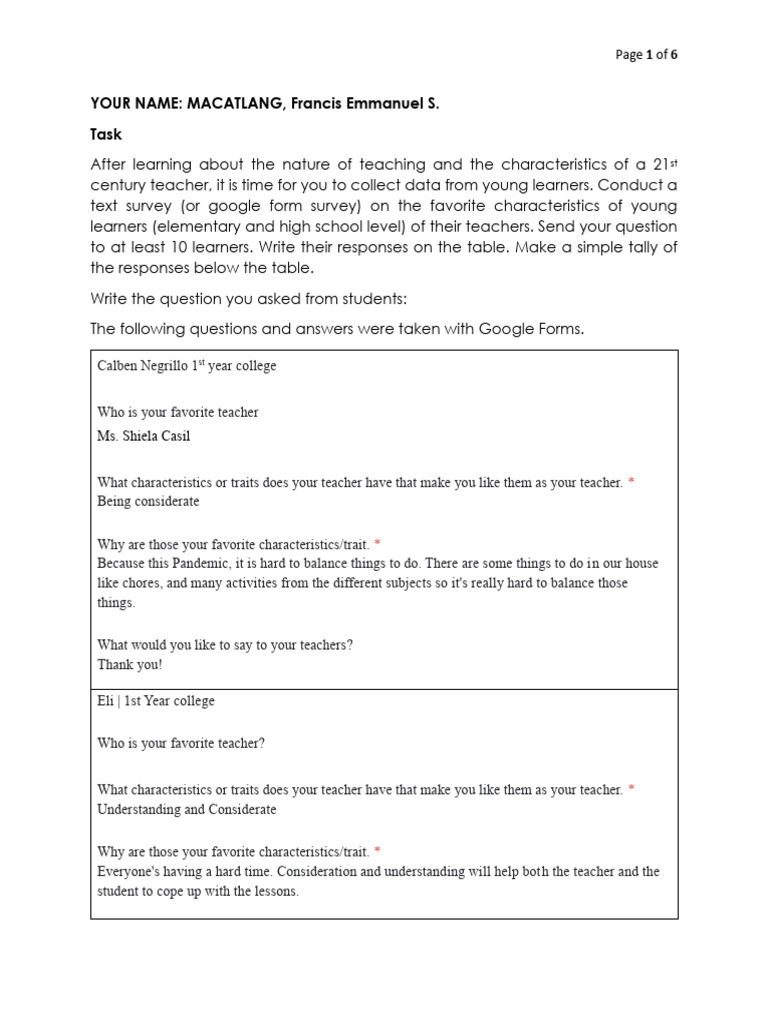 7206 Educ 121 Macatlang M1 | PDF | Teachers | Cognition